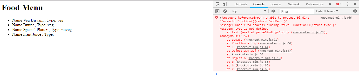 Error knockout.js Uncaught ReferenceError: Unable to process binding ... Error knockout.js Uncaught ReferenceError: Unable to process binding ...