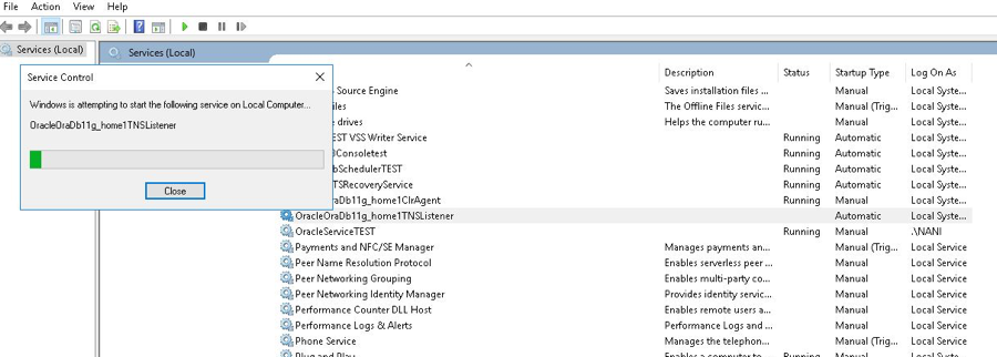 How to stop and start Oracle Database Services in Windows Server