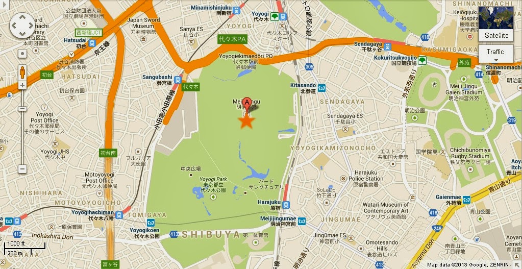 Detail Meiji Jingu/Meiji Shrine Tokyo Location Map