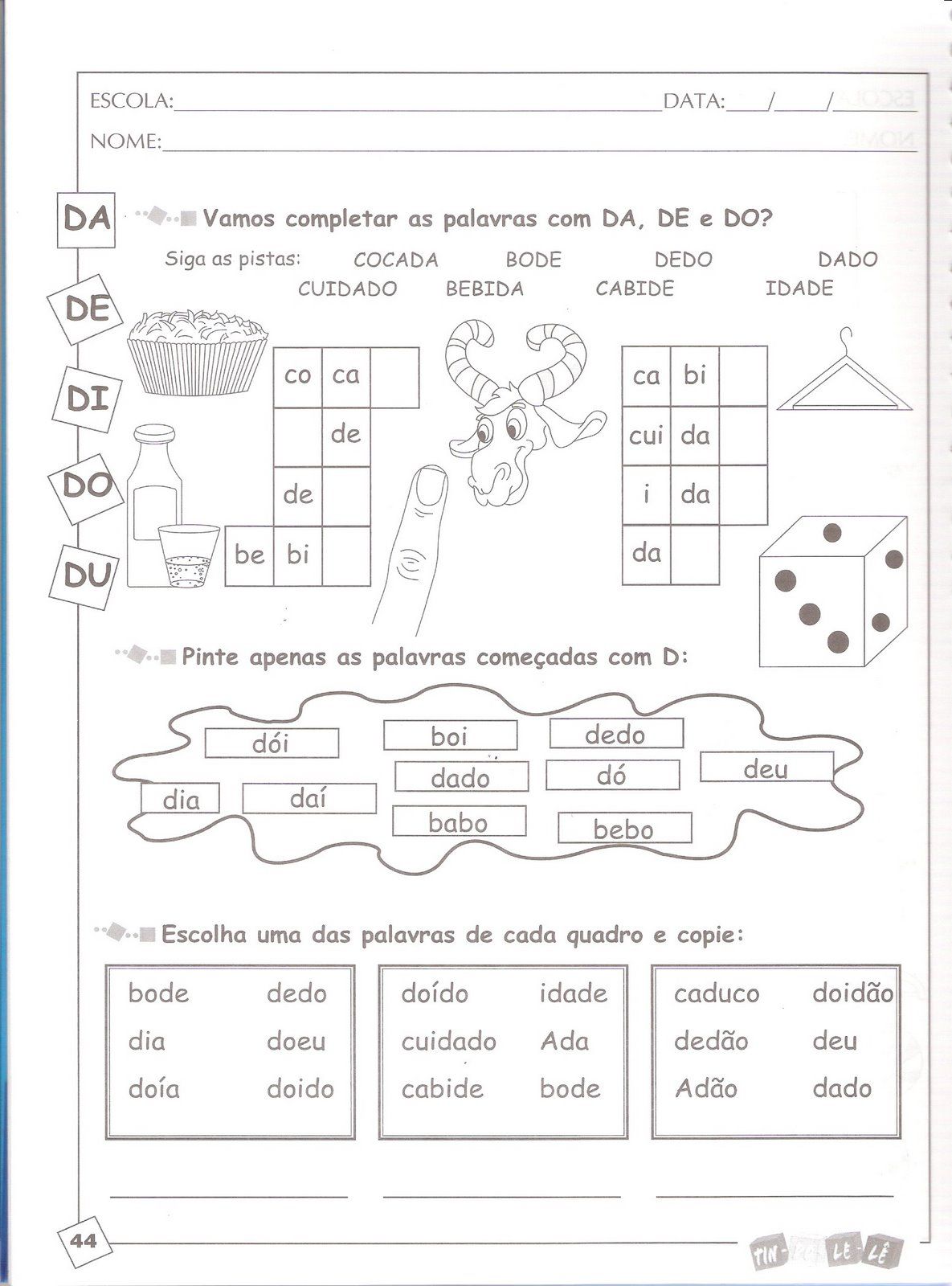 Letra D 5 ~ Atividades Escolares
