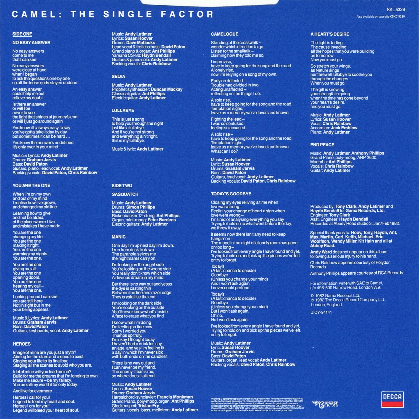 Classic Rock Covers Database: Camel - The Single Factor (1982)