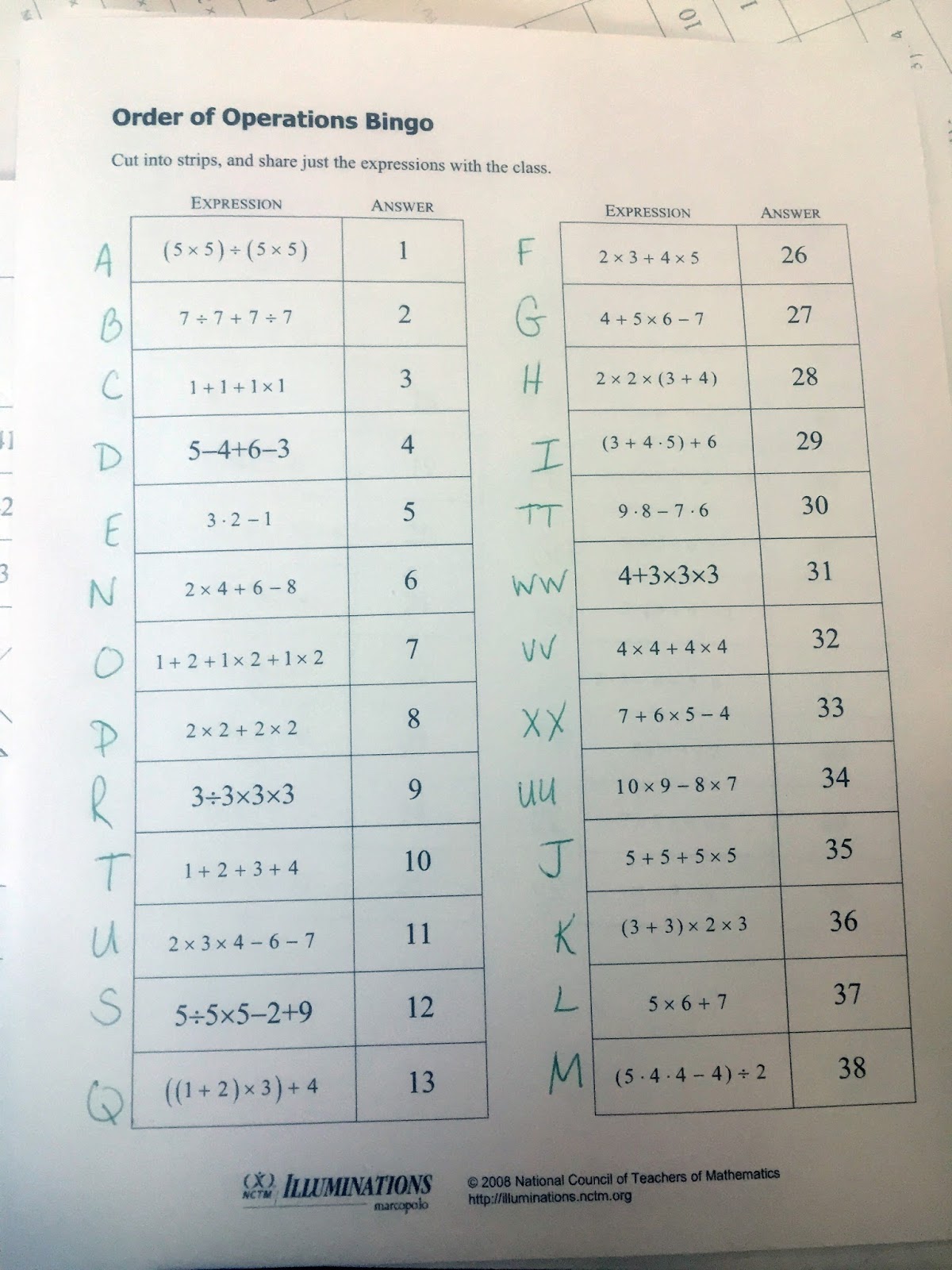 Caffeine and Lesson Plans: Order of Operations Scavenger Hunt