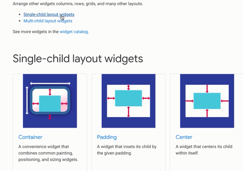 How to use container widget