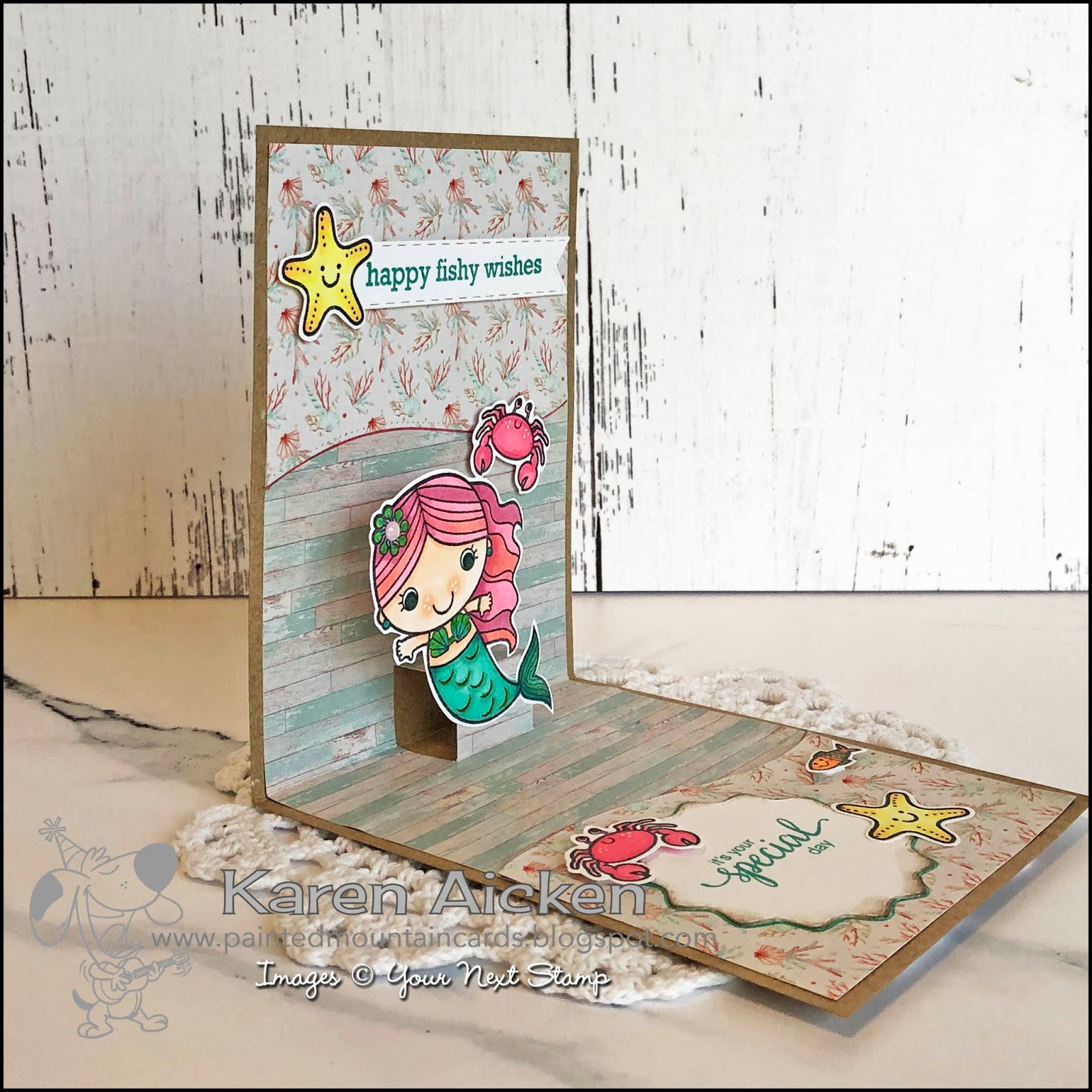 Painted Mountain Cards: Pop Up Mermaid Card