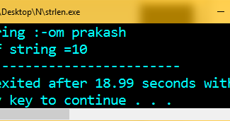 Program in C++ to find the length of string using user define function