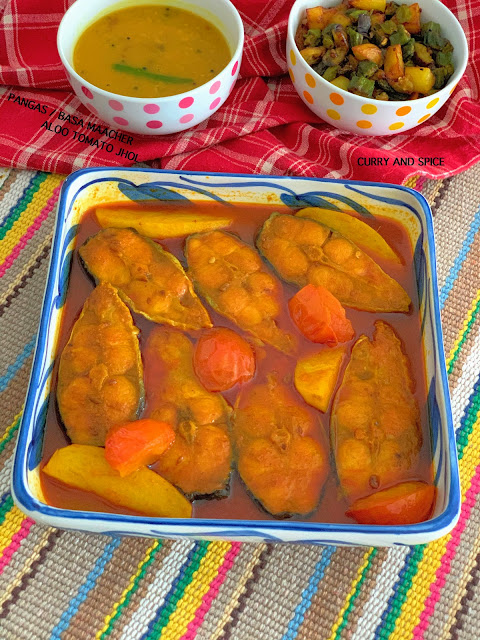 CURRY AND SPICE: PANGAS / BASA MAACH ER ALOO TOMATO JHOL