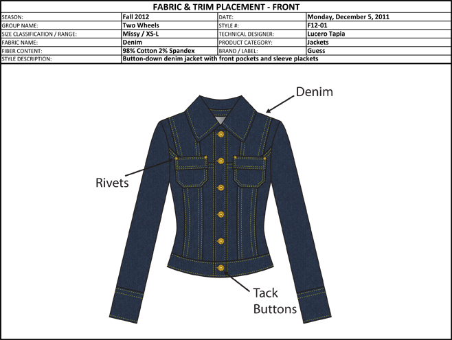 Lucero Tapia's Portfolio: Denim Jacket Tech Pack & Look For Less