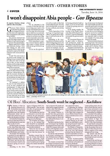 The Authority Newspapers Today June 14th, 2016