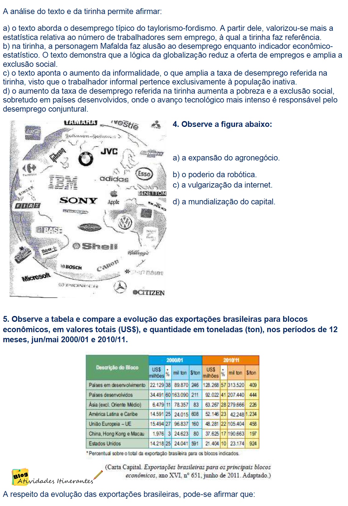 Blog Atividades Itinerantes: Atividade de fixação para Geografia - 8º ano Blog Atividades Itinerantes: Atividade de fixação para Geografia - 8º ano