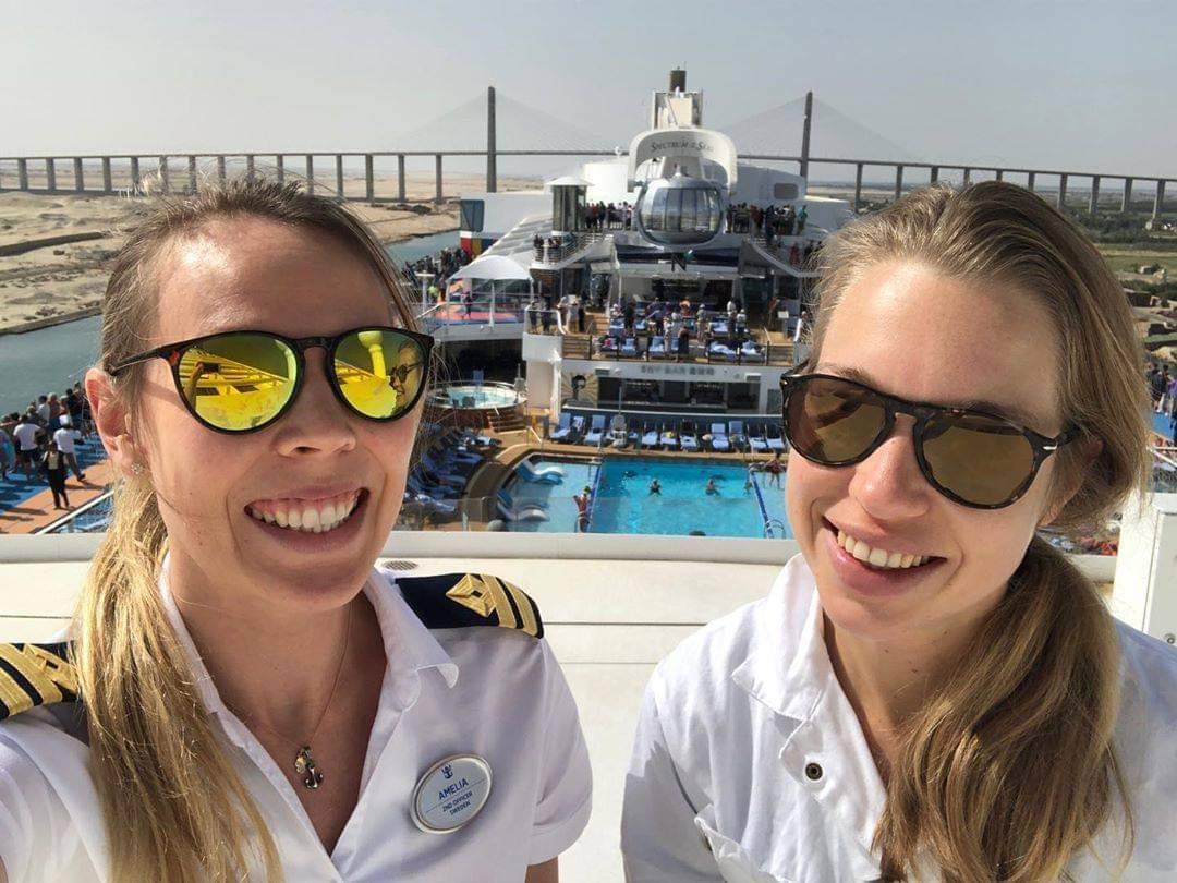 The joy of the crew of the Evergiven ship as it exits the Suez Canal