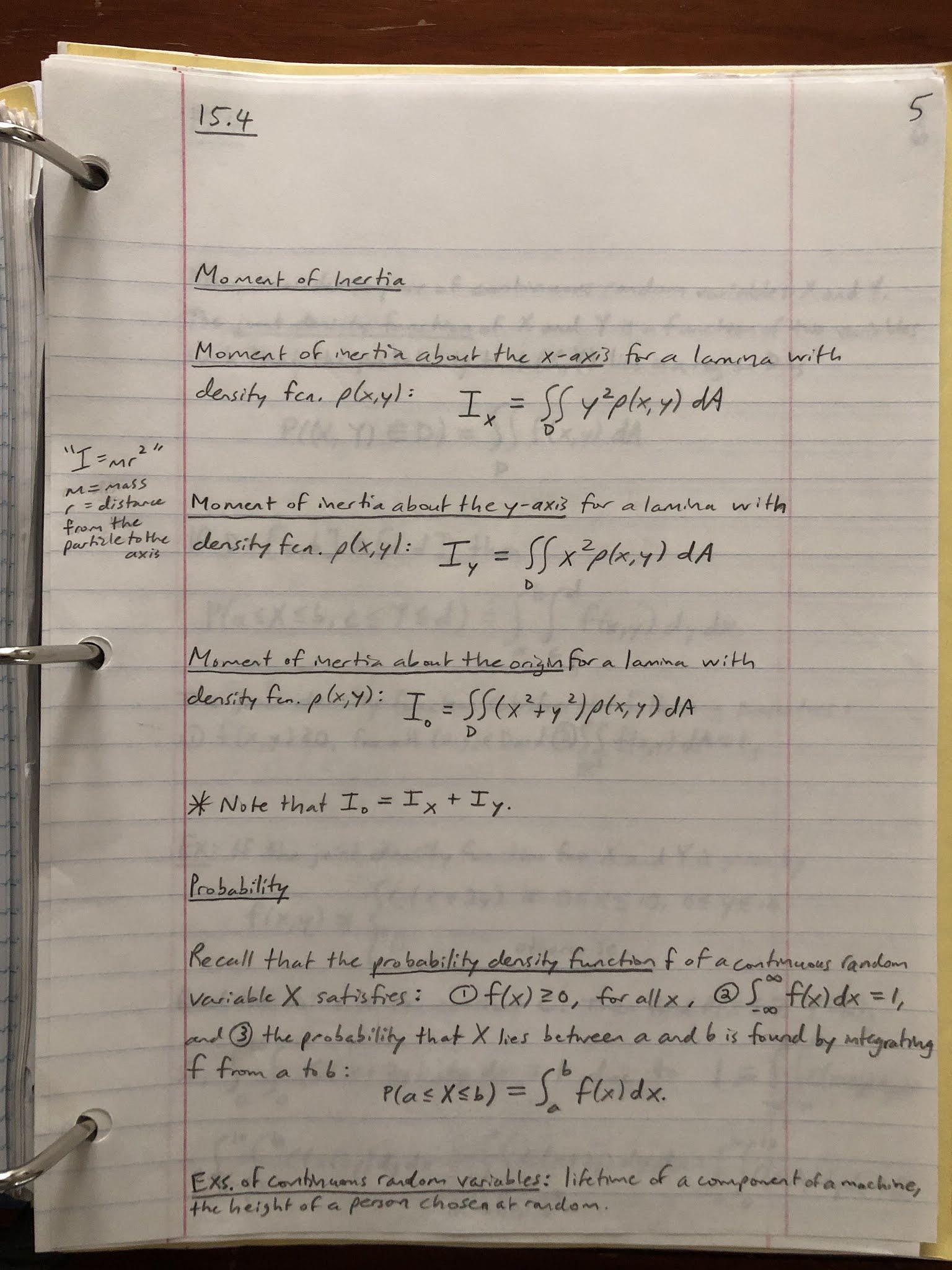 Professor Frank’s Math Blog: 15.4 Applications of Double Integrals Notes