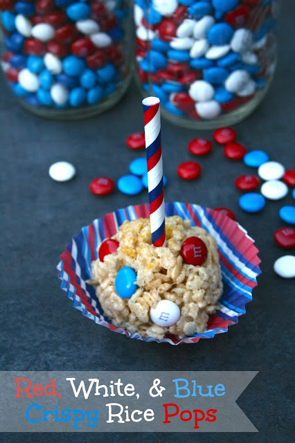 Red, White, & Blue Crispy Rice Pops #CelebrateWithM