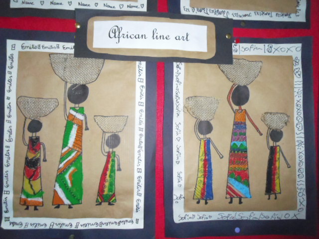 Ms. Cunningham's, Second Class, Room 16: African Line Art