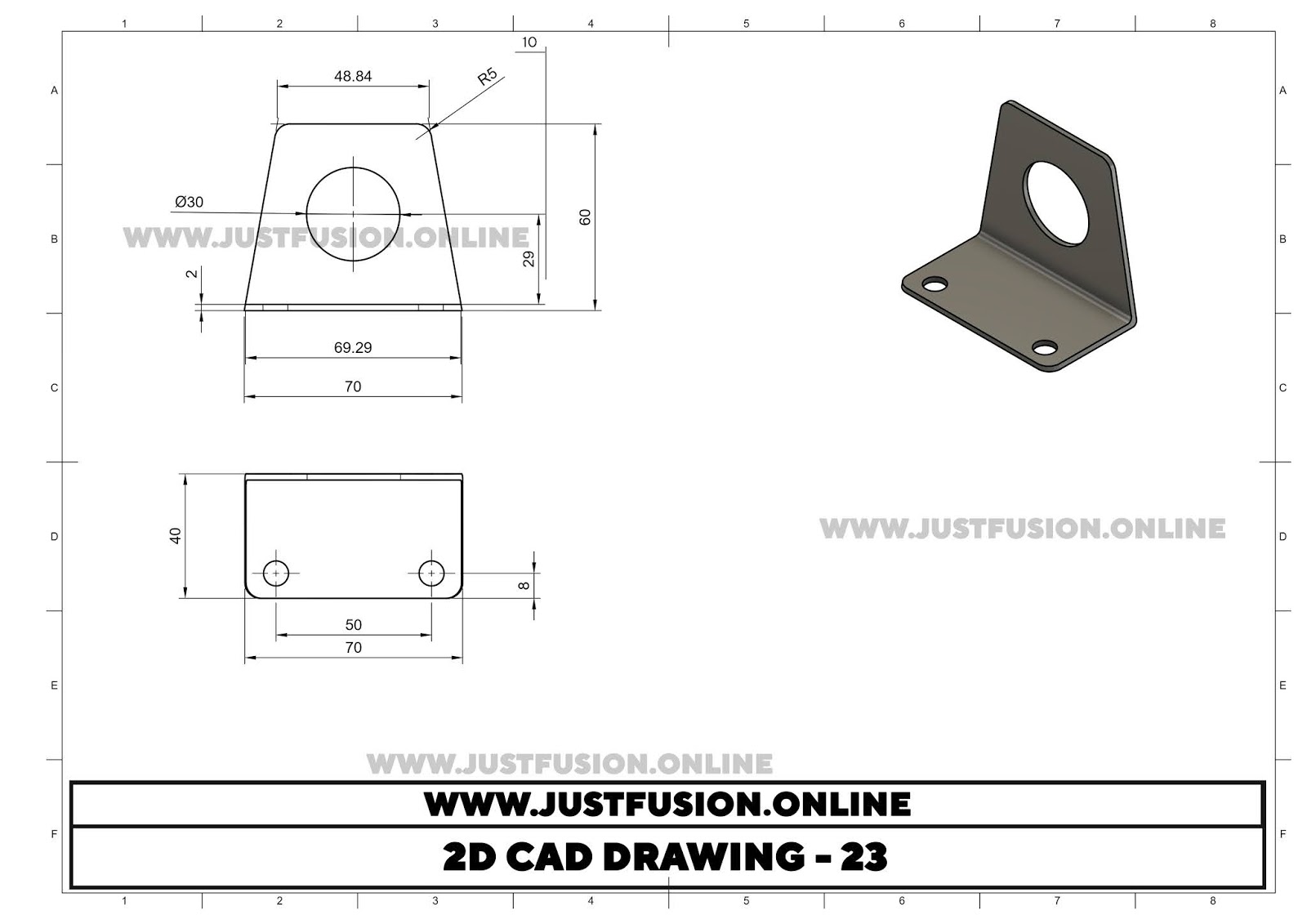 2D Cad drawing - 23 | Cad exercise drawing for beginners