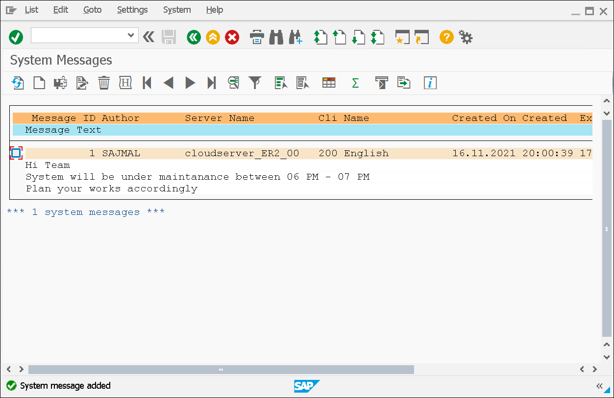 SM02: SAP System Messages - SAP Basis Genie
