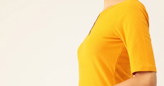 Best Buy: Brand: DressBerry- Women Mustard Yellow Ribbed Fitted Top