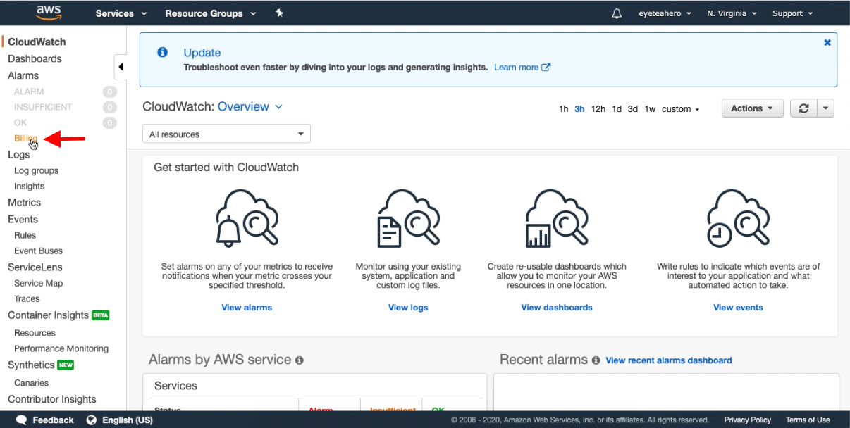 AWS - Create Free Tier Billing Alert