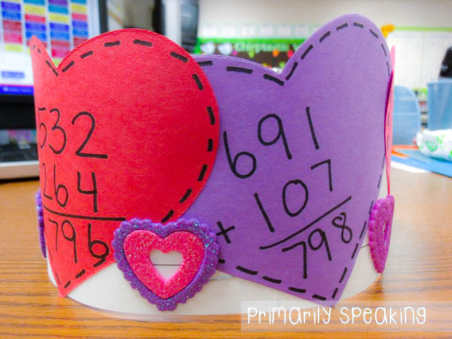 Valentine's Day Heart Crowns {A Candy Free Math Activity} | Primarily ...