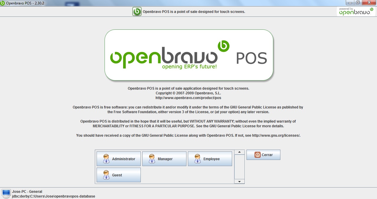 Instalar Openbravo POS: Instalar Openbravo POS