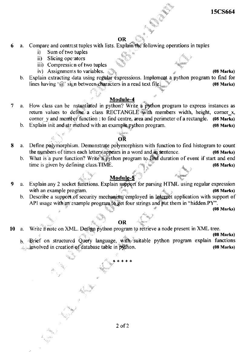 Visvesvaraya Technological University Be Computer Science Cbcs Sixth Semester 15cs664