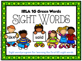 Colors and Kindergarten: IRLA 1G I Love My Green Words!