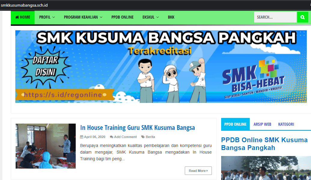 Contoh Website SMK Kusuma Bangsa - Matsan Saga