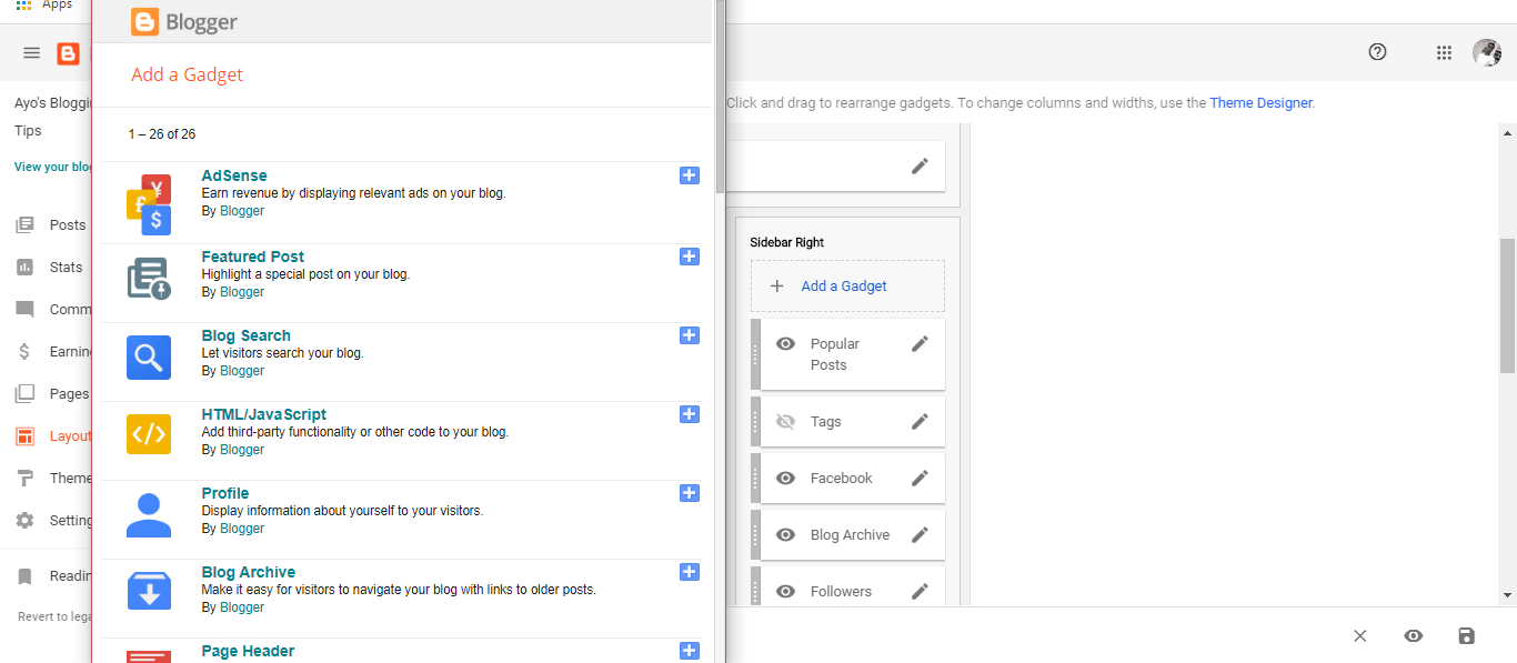 How To Add A New Widget On Blogger - Technology | Business tips