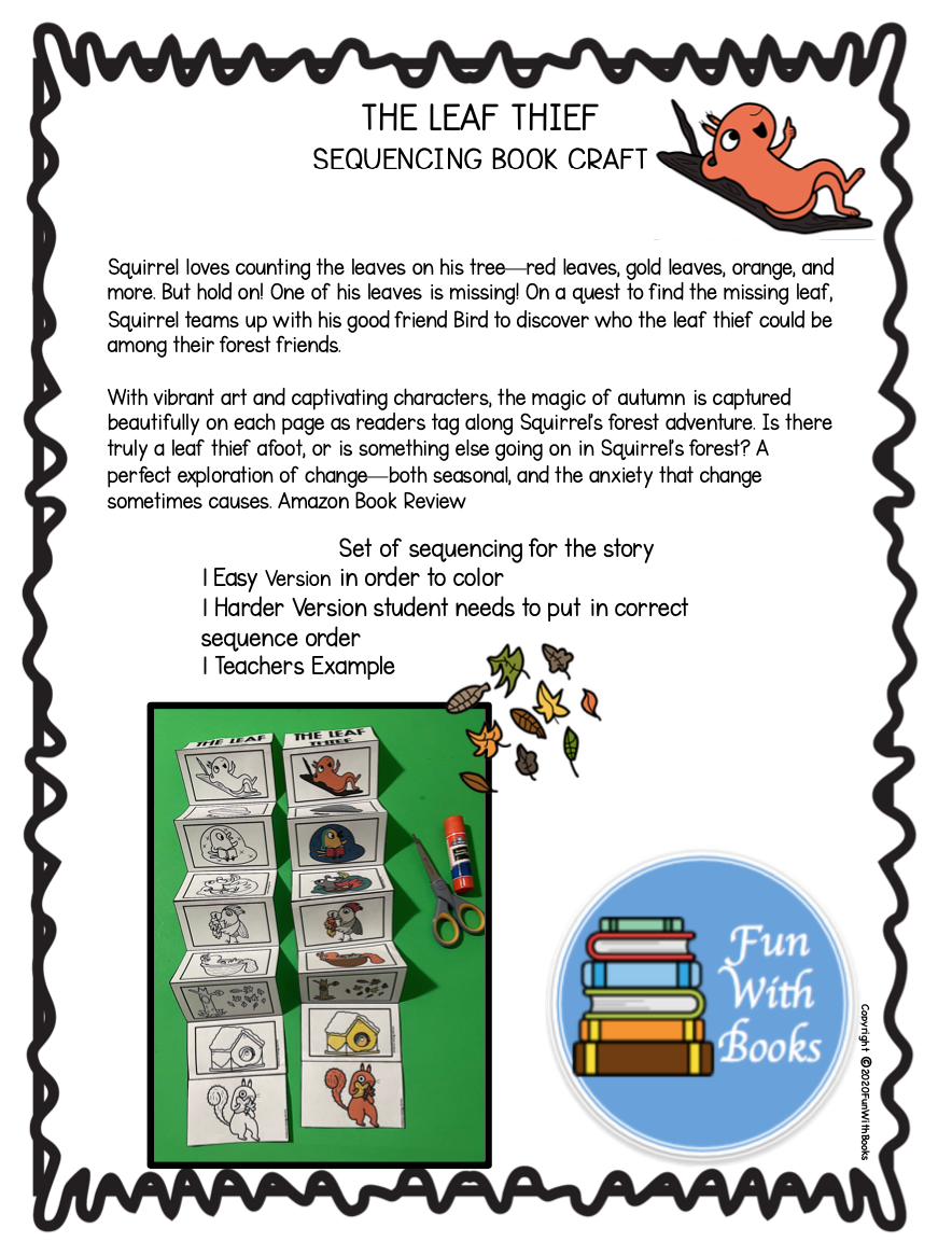 THE LEAF THIEF SEQUENCING BOOK CRAFT ~ Book Units by Lynn