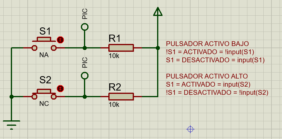 Encendido de LED con pulsador. Encendido de LED con pulsador.