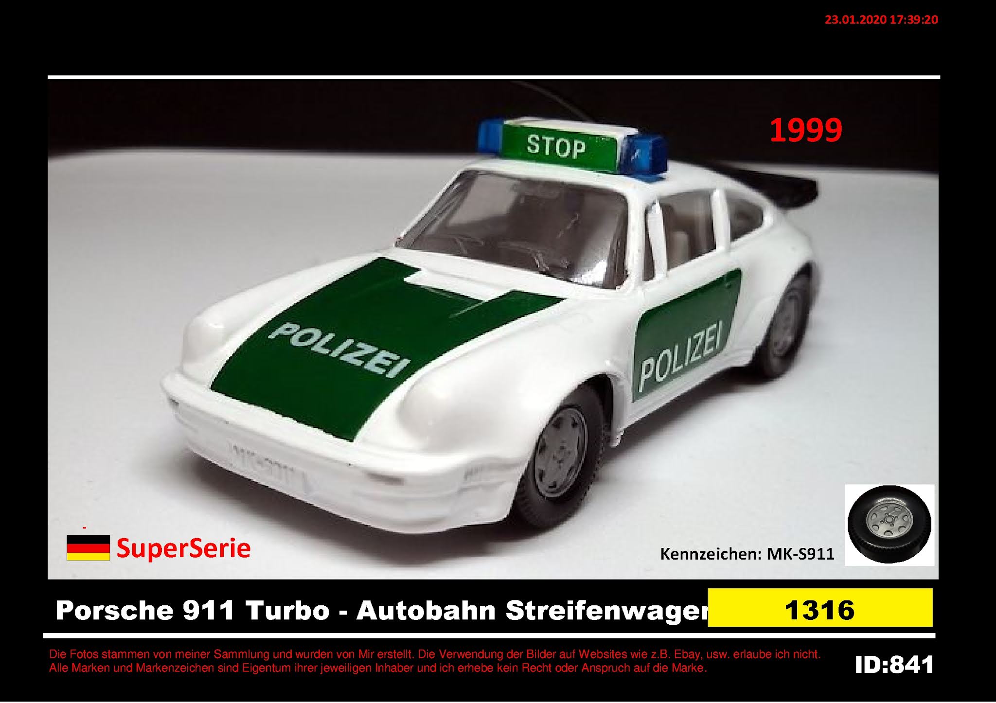 1316 - Porsche 911 Turbo - Autobahn Streifenwagen - von/ab ca.: 1999 ...