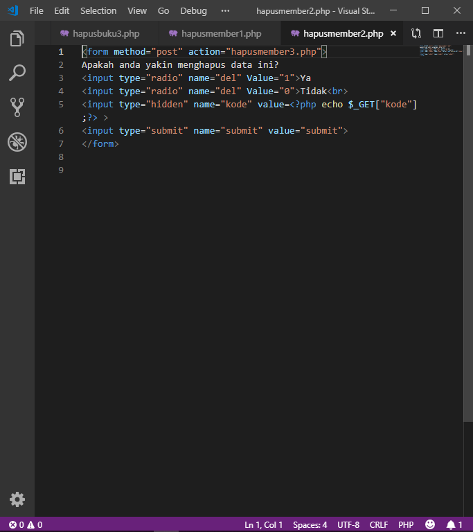 pemrograman JOSS: MEMBUAT TABEL DALAM HTML by VISUAL STUDIO CODE