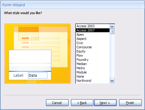 Simple Access Visual Basic Application: Create a Form Using Form Wizard