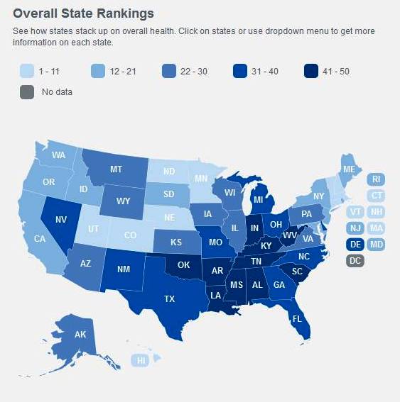 The Rural Blog: Study puts least healthy states in a contiguous swath ...
