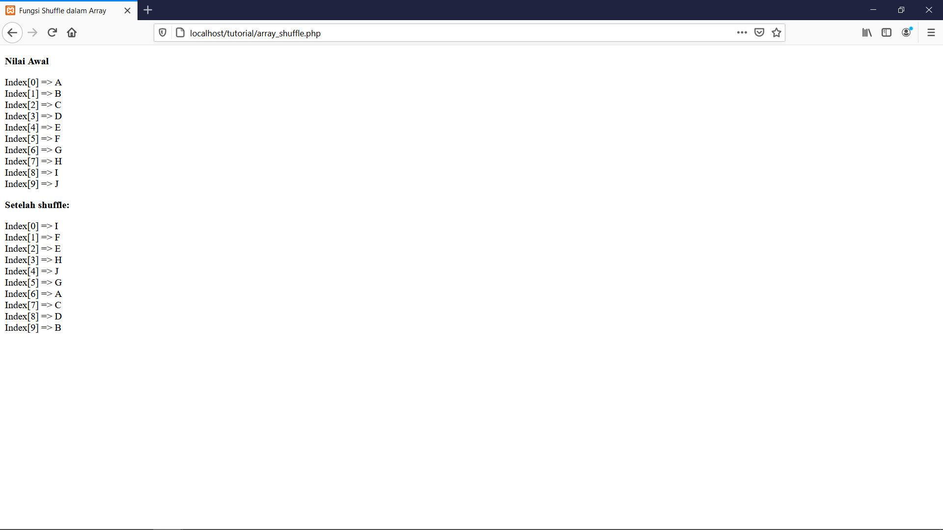 Fungsi Shuffle dalam Array PHP