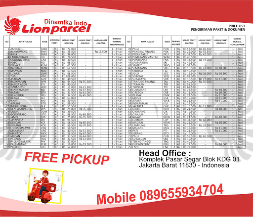 List Daftar Harga Lion Parcel Lengkap ~ Agen Lion Parcel : Ekspedisi ...
