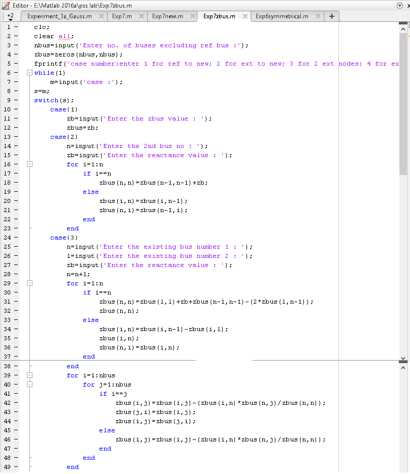 Bus impedance matrix (Zbus) formation in MATLAB | PSS LAB | EEE
