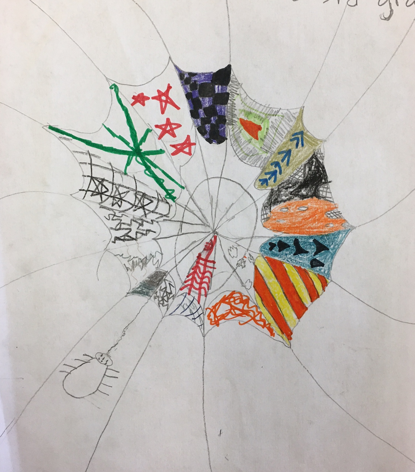 Student Art Gallery: Gr. 3 & 4 Zentangle Spider Webs 2020-21