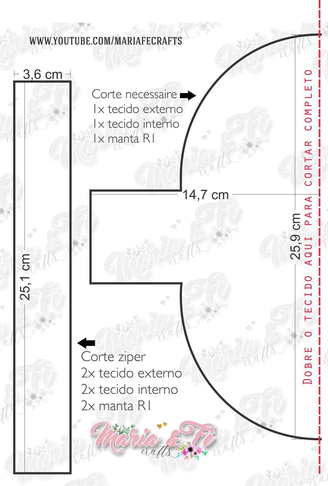 Maria & Fê Crafts : Molde Necessaire Charme meia-lua