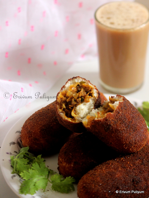 Erivum Puliyum: Bakery Style Meat Rolls (Step by Step Pics)