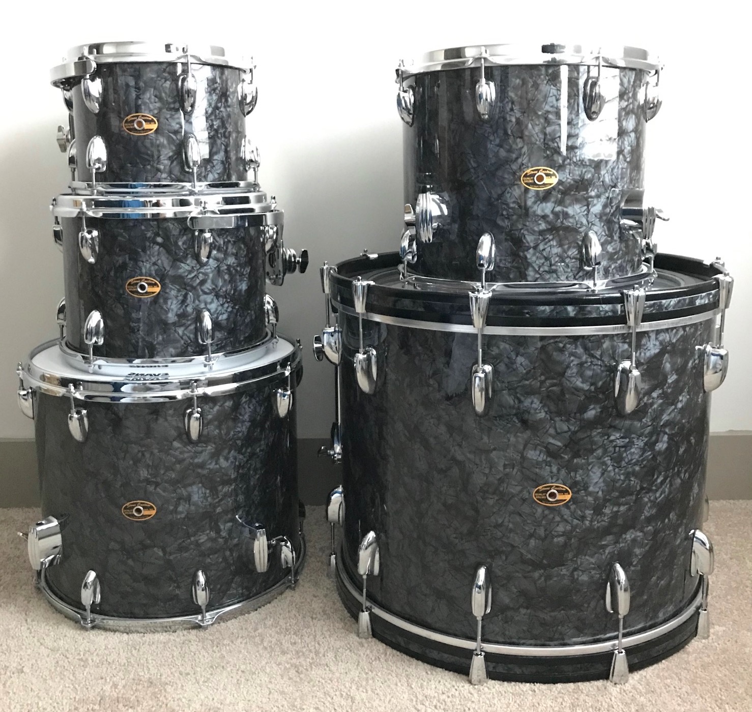 New Stone Custom Drum kit in Black Diamond Pearl wrap - Drum Nuts (& Bolts)