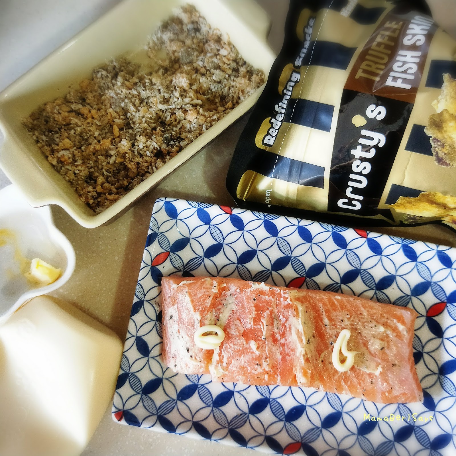 Recipe • Airfried Crusted Salmon with Crusty's Truffle Fish Skin