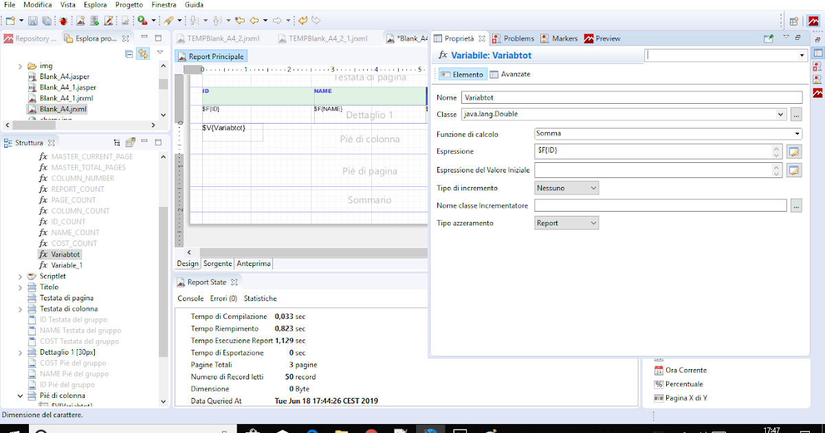 Software: Jasper Reports