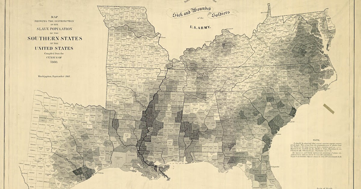 Landings: Map of Slave Distribution in the Southern States, 1860