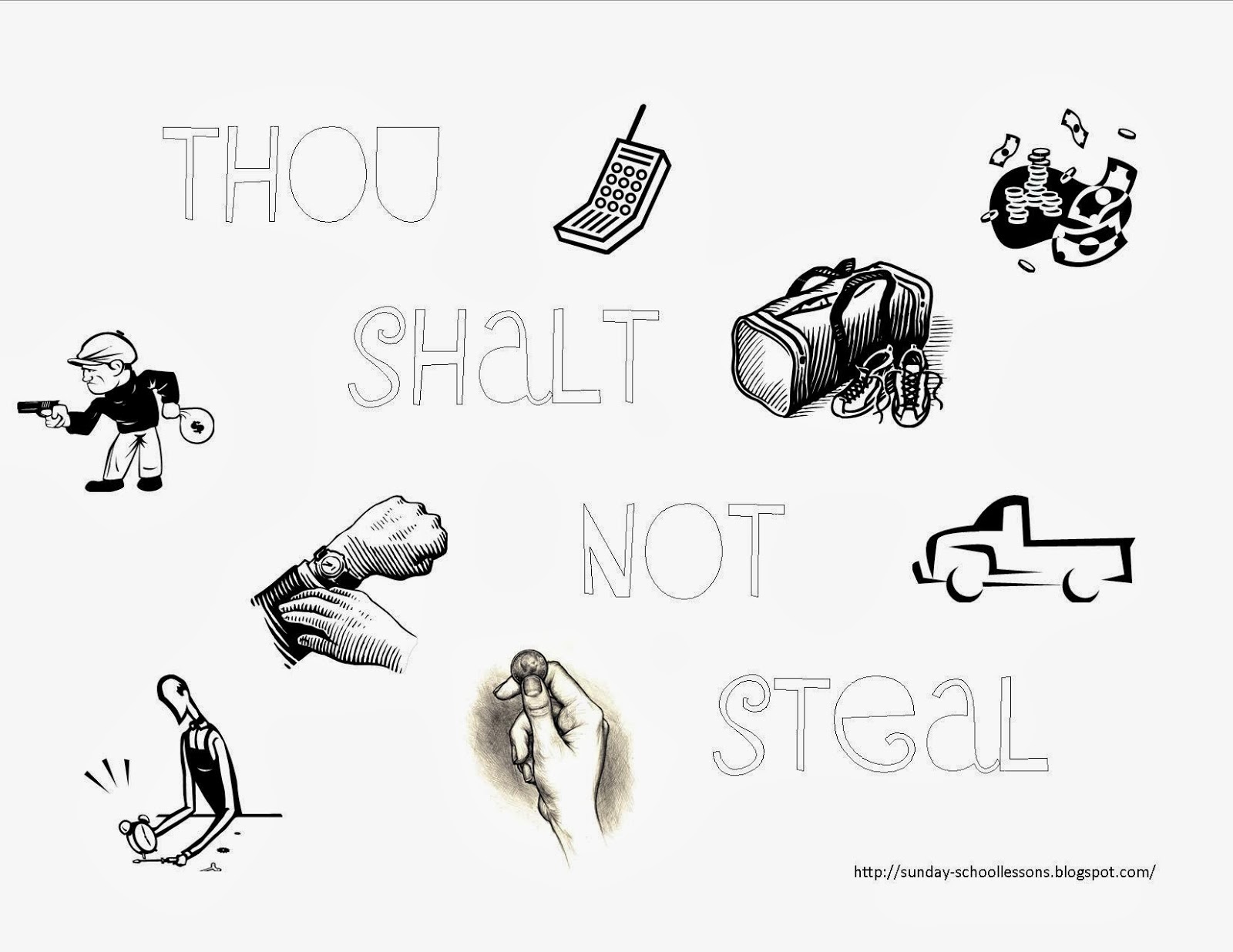 10 Commandments Coloring Page - Numbers Seven and Eight ~ Sunday School ...