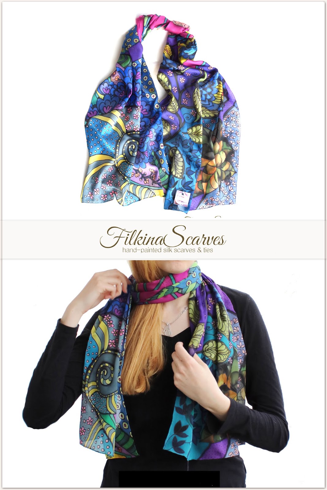 Violet Purple Silk Chiffon Scarf Unique Hand Painted Luxury Gift for ...