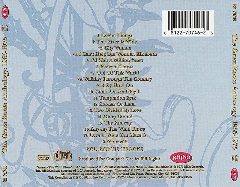 ENTRE MUSICA: THE GRASS ROOTS - Anthology 1965 - 1975