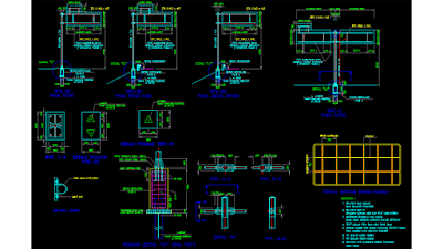 Gambar Detail Tiang dan Pondasi Rambu-Rambu - CADWG