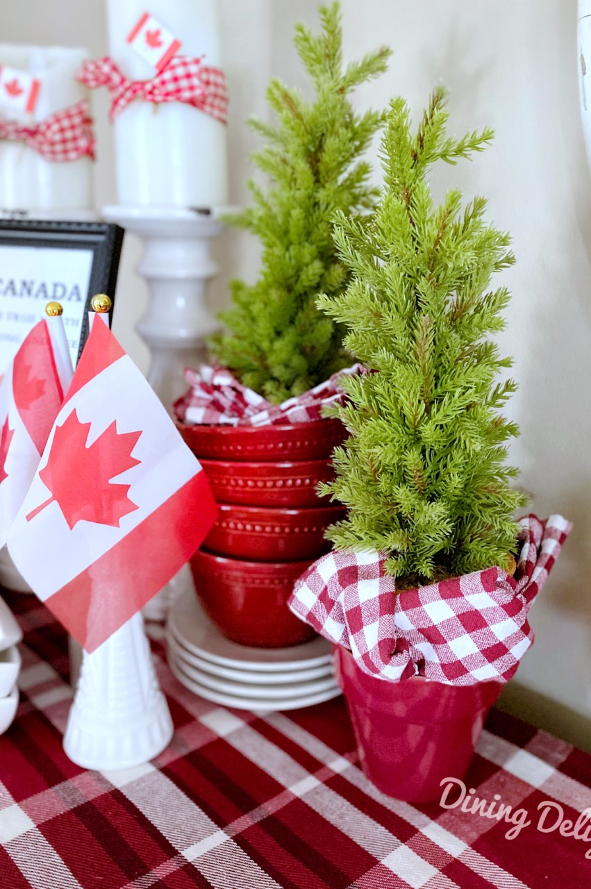 Dining Delight: Canada Day Decor on Kitchen Sideboard