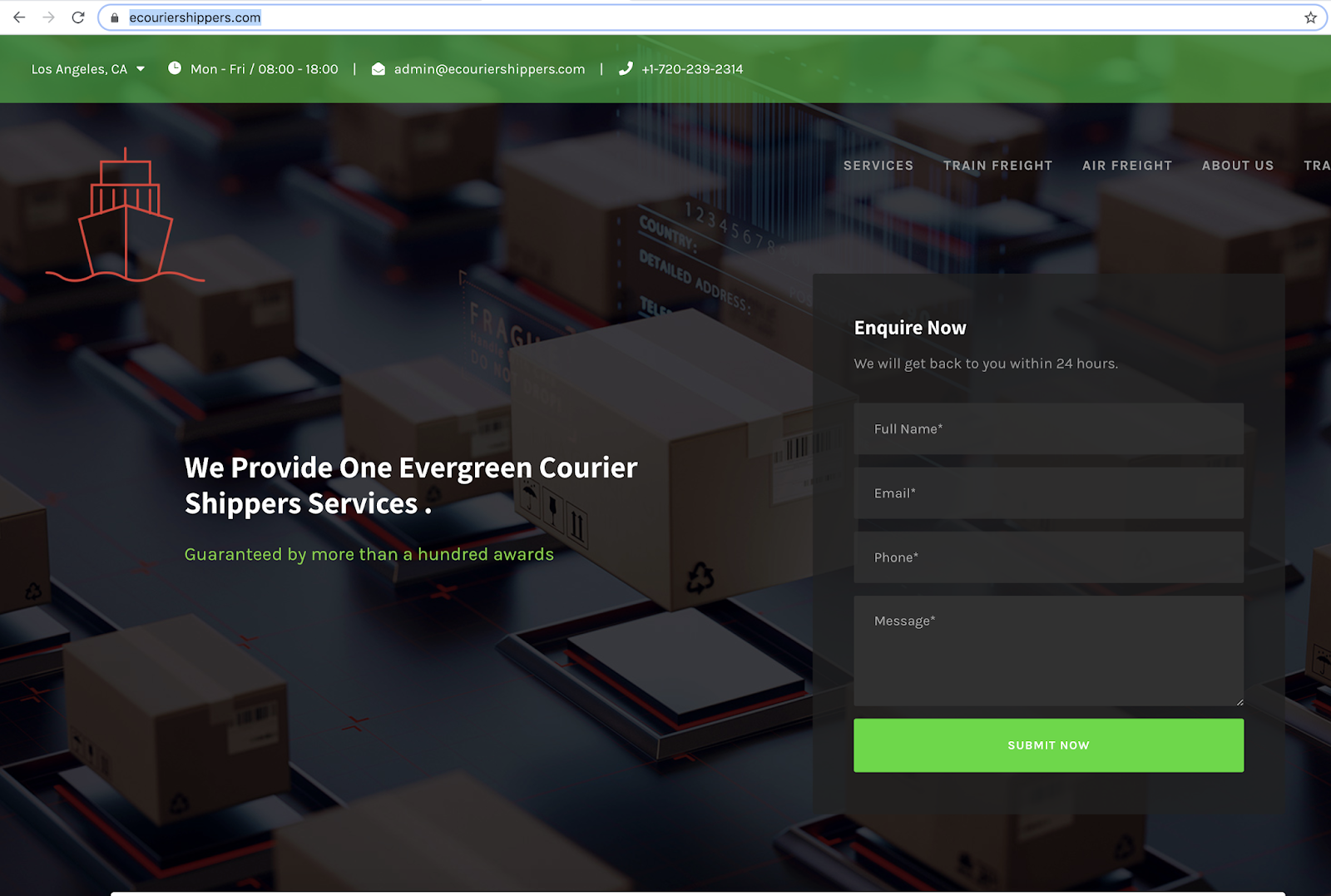 Scam Fraud Fake - Shipping Tracking Logistics Sites: ecouriershippers.com