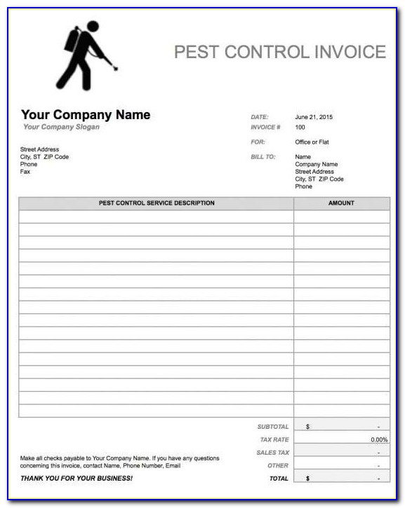 Pest Control Forms Templates - Invoice Template